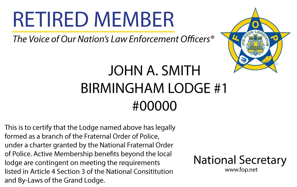 Specialty Member Cards - Fraternal Order of Police